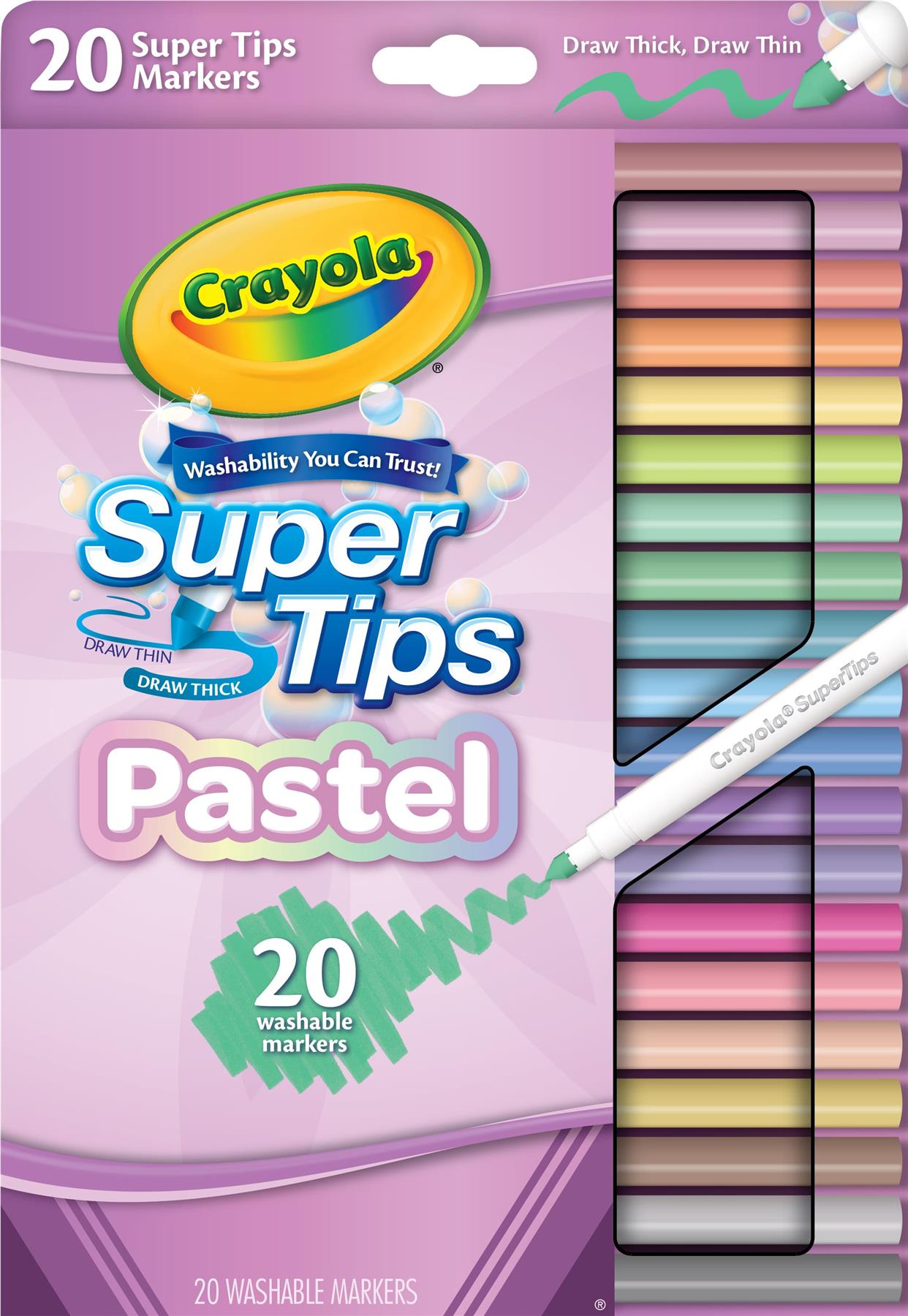Crayola 20 Pastel SuperTips Washable Markers – BargainMax
